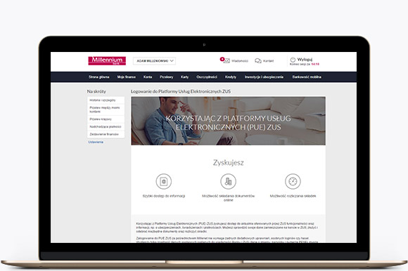 Platforma Usług Elektronicznych (PUE) ZUS - Bank Millennium